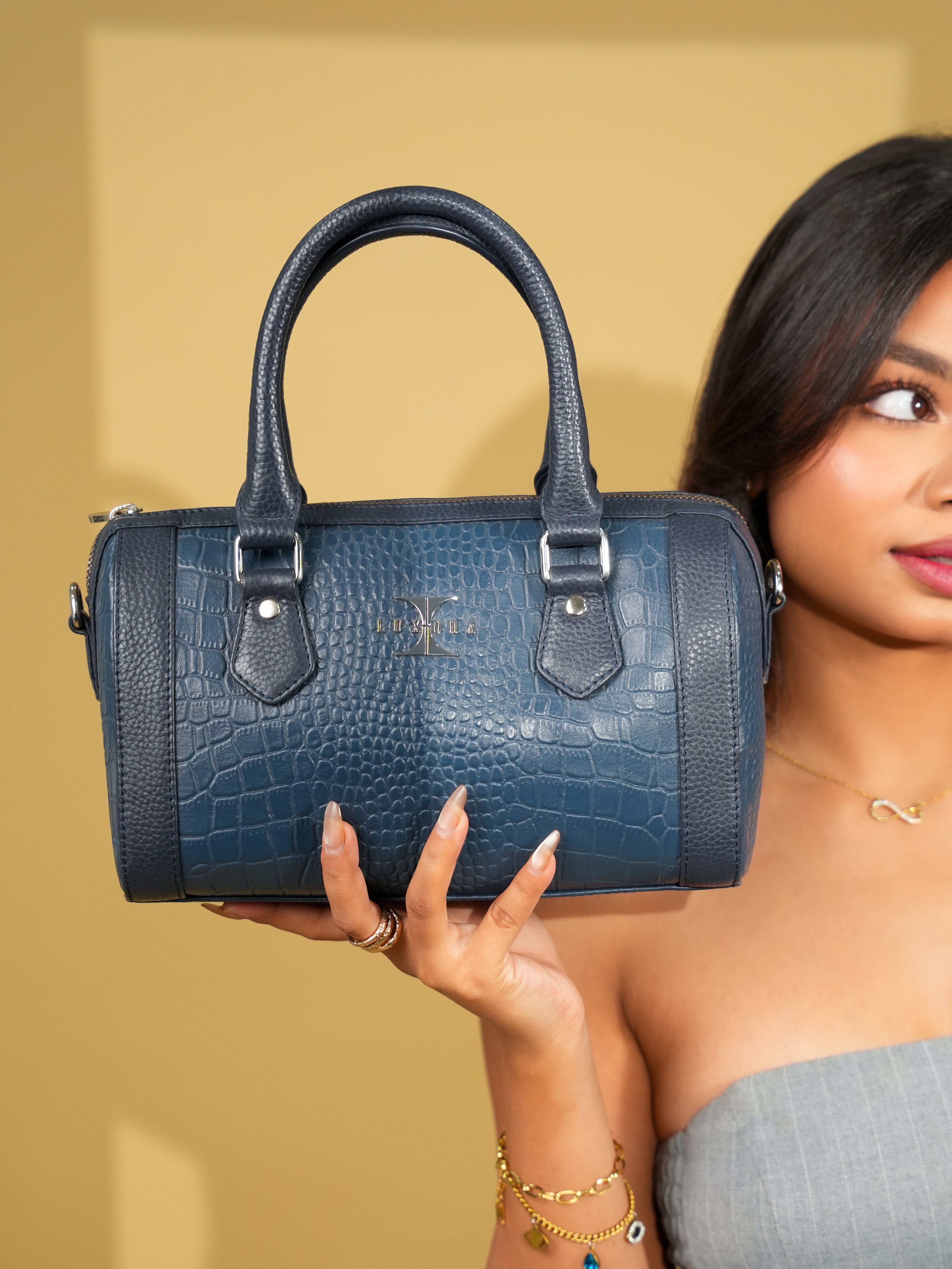 Azure Crest Handbag | 100% Genuine Leather – Luxora India